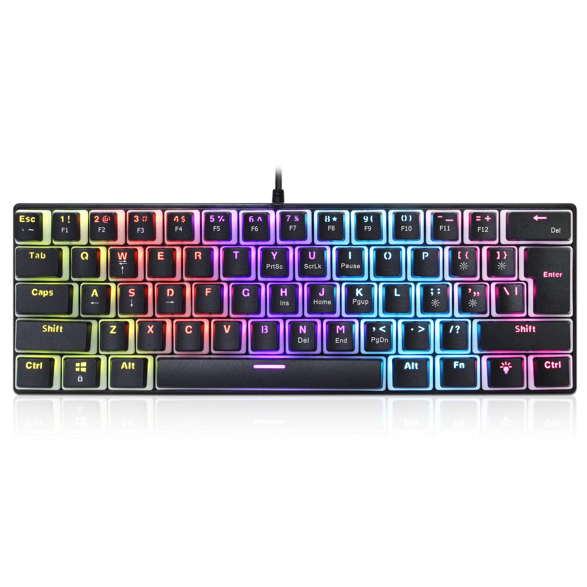 HXSJ new 61 key wired mechanical keyboard, blue axis pudding keycap ...